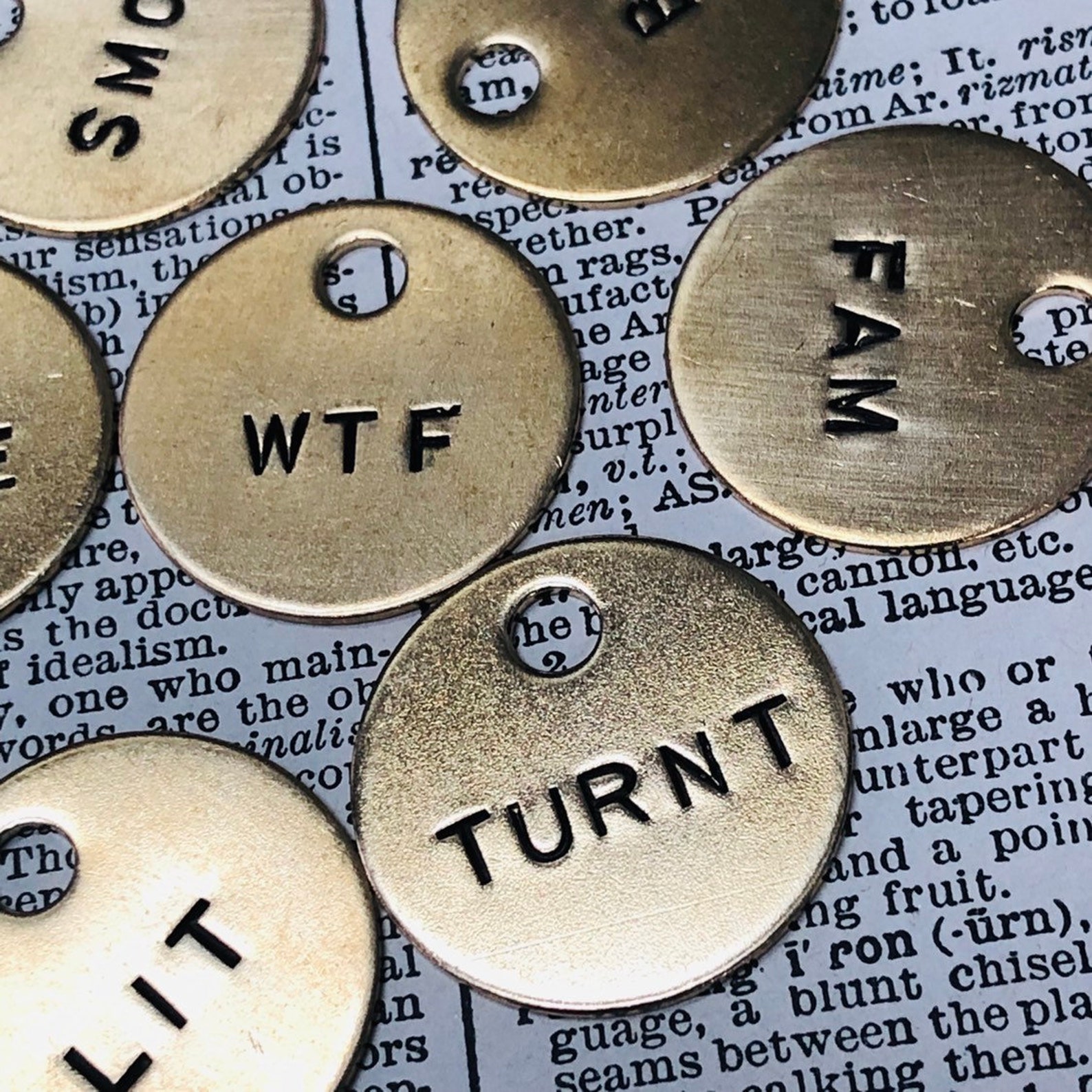 Custom Hand Punched Brass SLANG - Cool Popular Slang Hand Stamped Key ...