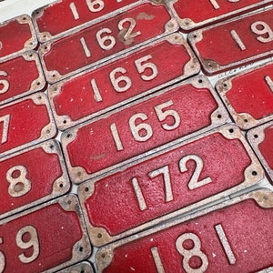Vintage Fire Box Numbers Red Tags Metal Tag - Favorite Numbers ...