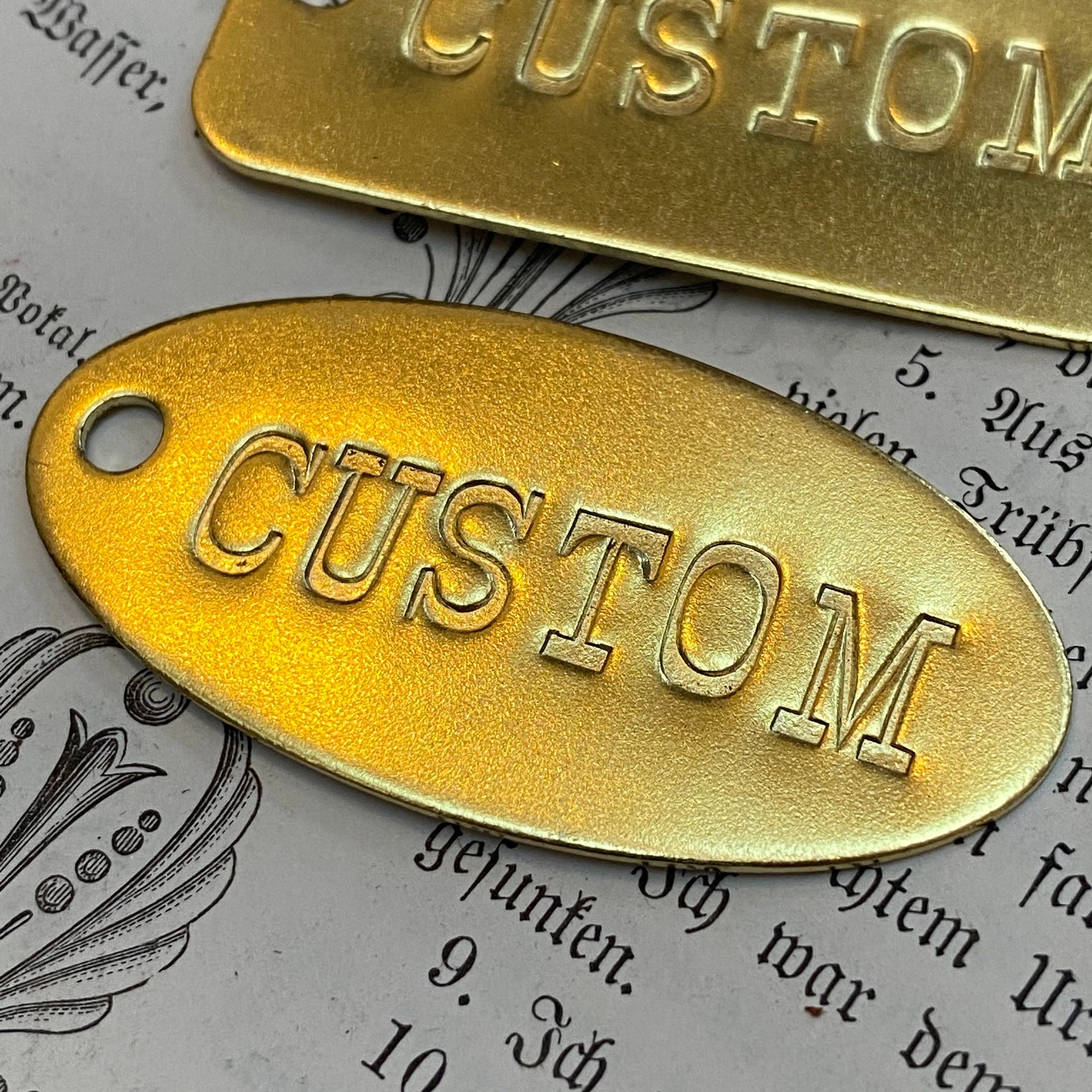 Custom Hand Punched Brass and Metal Tag - Oval or Rectangle Hand ...