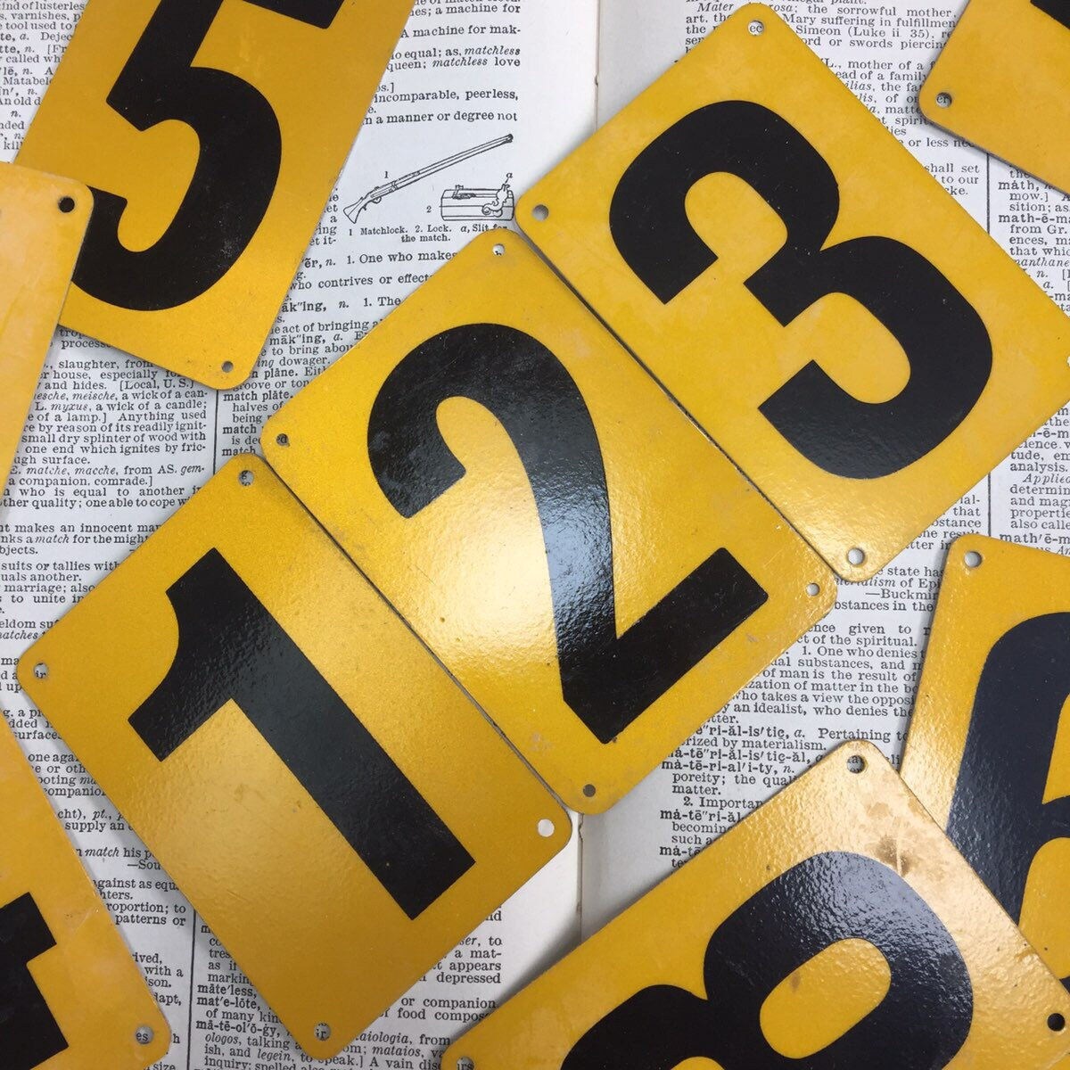 Yellow Aluminum School Bus Number Plates 1 Through 9 Available