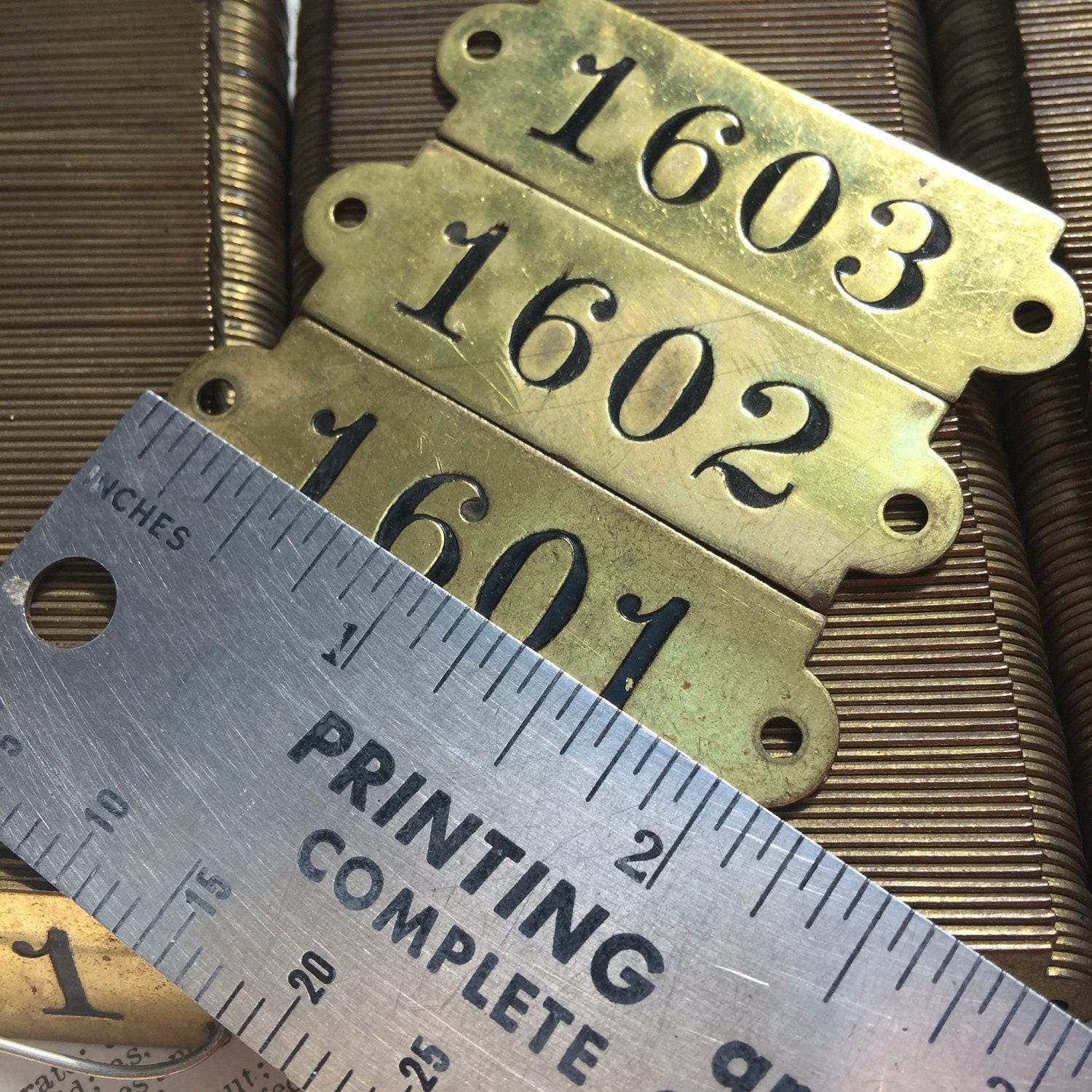 ONE Antique numbered brass room number - brass locker plate - safe ...