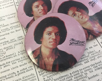 Vintage 1980's Michael Jackson Button - Retro Pop 80's Pin - Rock and ...