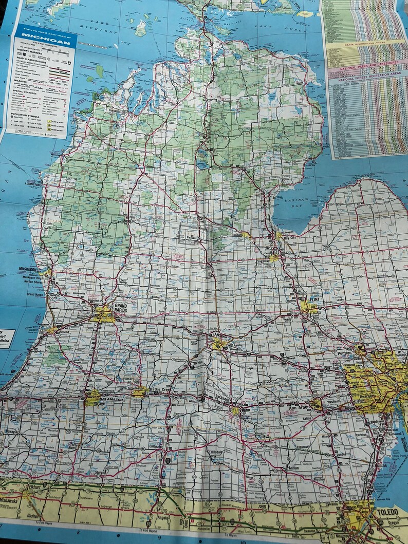 Vintage Paper Map - 1980's Map - Your Choice - MN IA or MI - Etsy