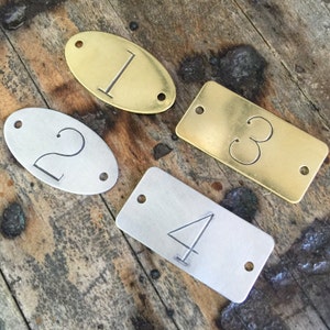Hand Punched Brass or Aluminum Numbered Tags - Custom Numbered Locker ...