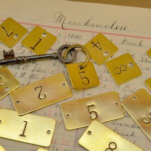 Hotel Room Number and Key Brass Tags Set - Custom Hand Punched - Hand ...