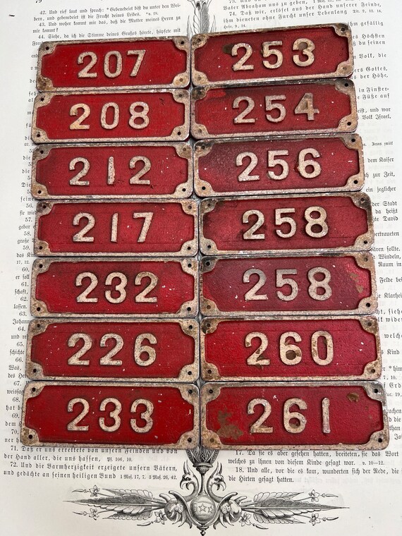 Vintage Fire Box Numbers Red Tags Metal Tag Favorite Numbers - Etsy