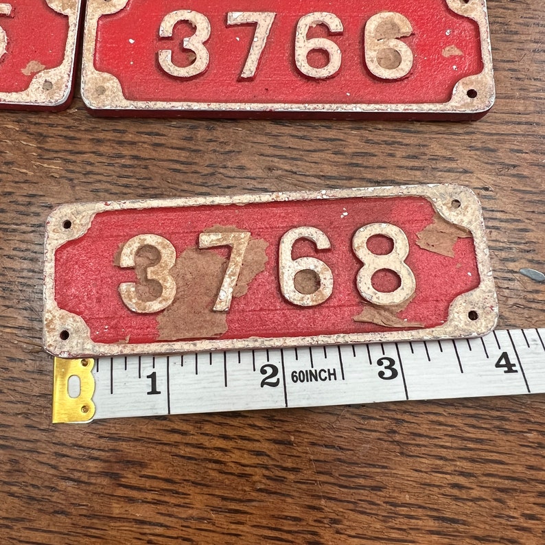 Vintage Fire Box Numbers Red Tags Metal Tag Favorite Numbers | Etsy