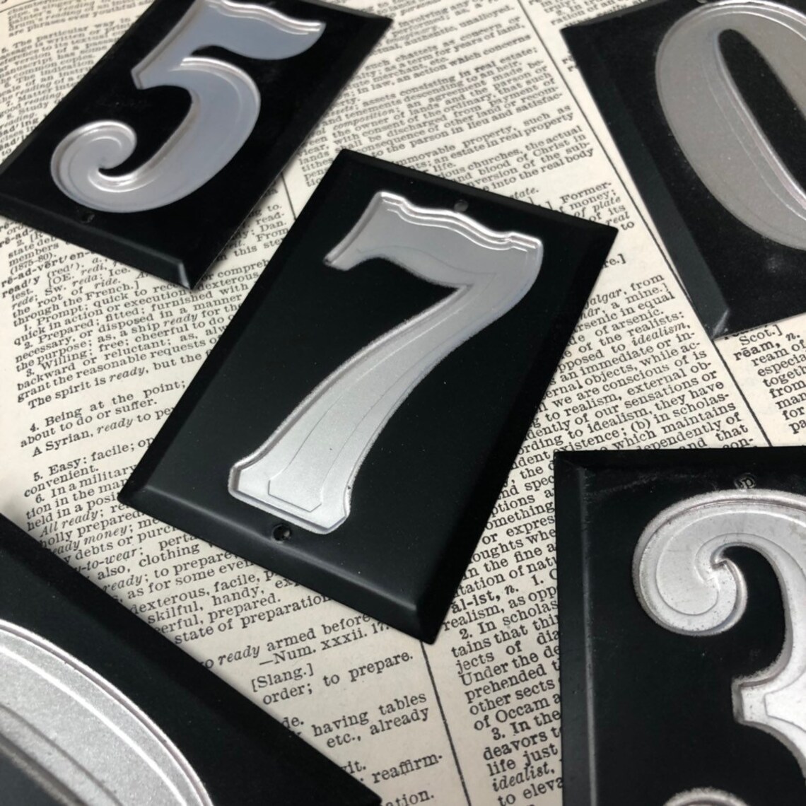 Industrial metal numbers 3 small vintage metal numbers | Etsy