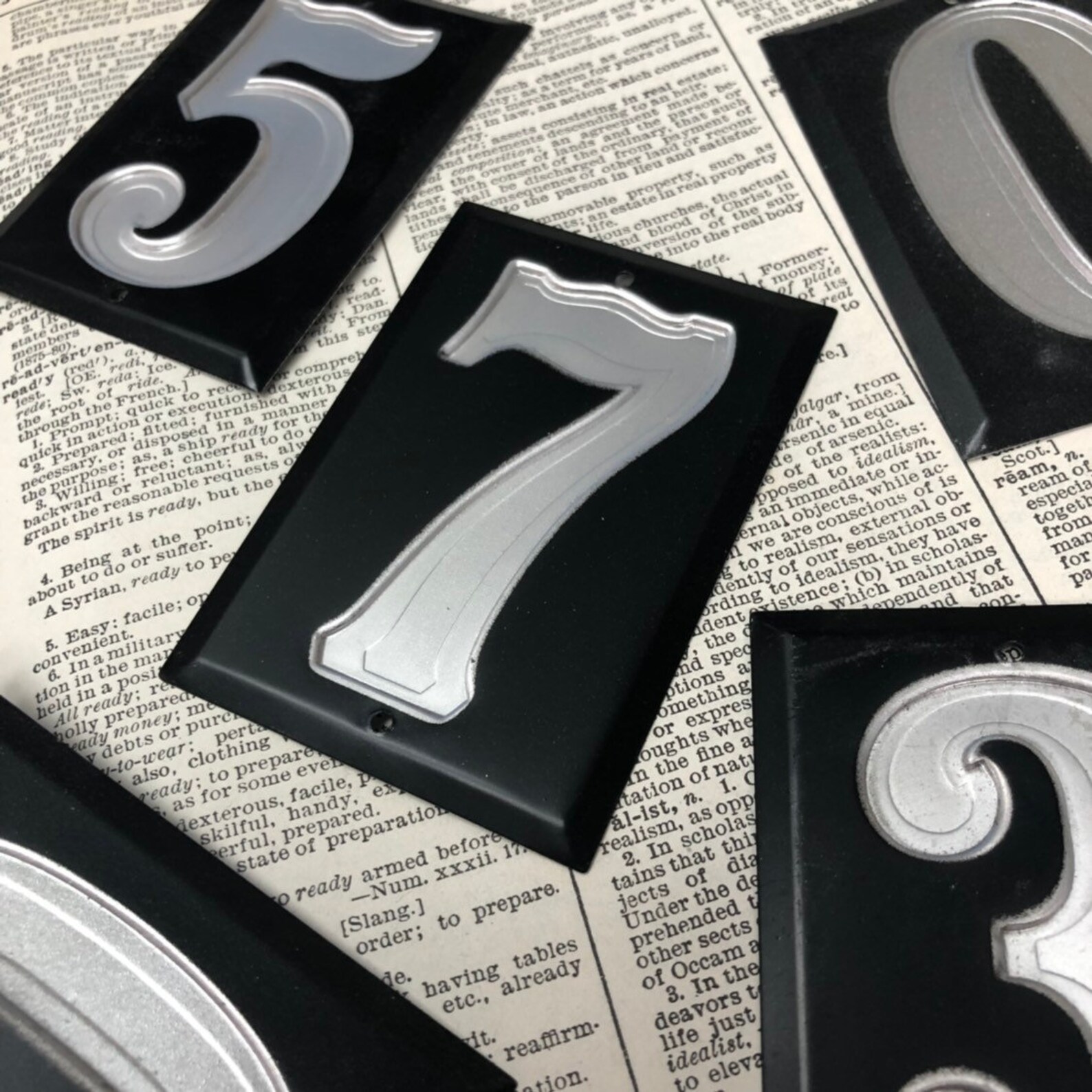 Industrial metal numbers 3 small vintage metal numbers | Etsy