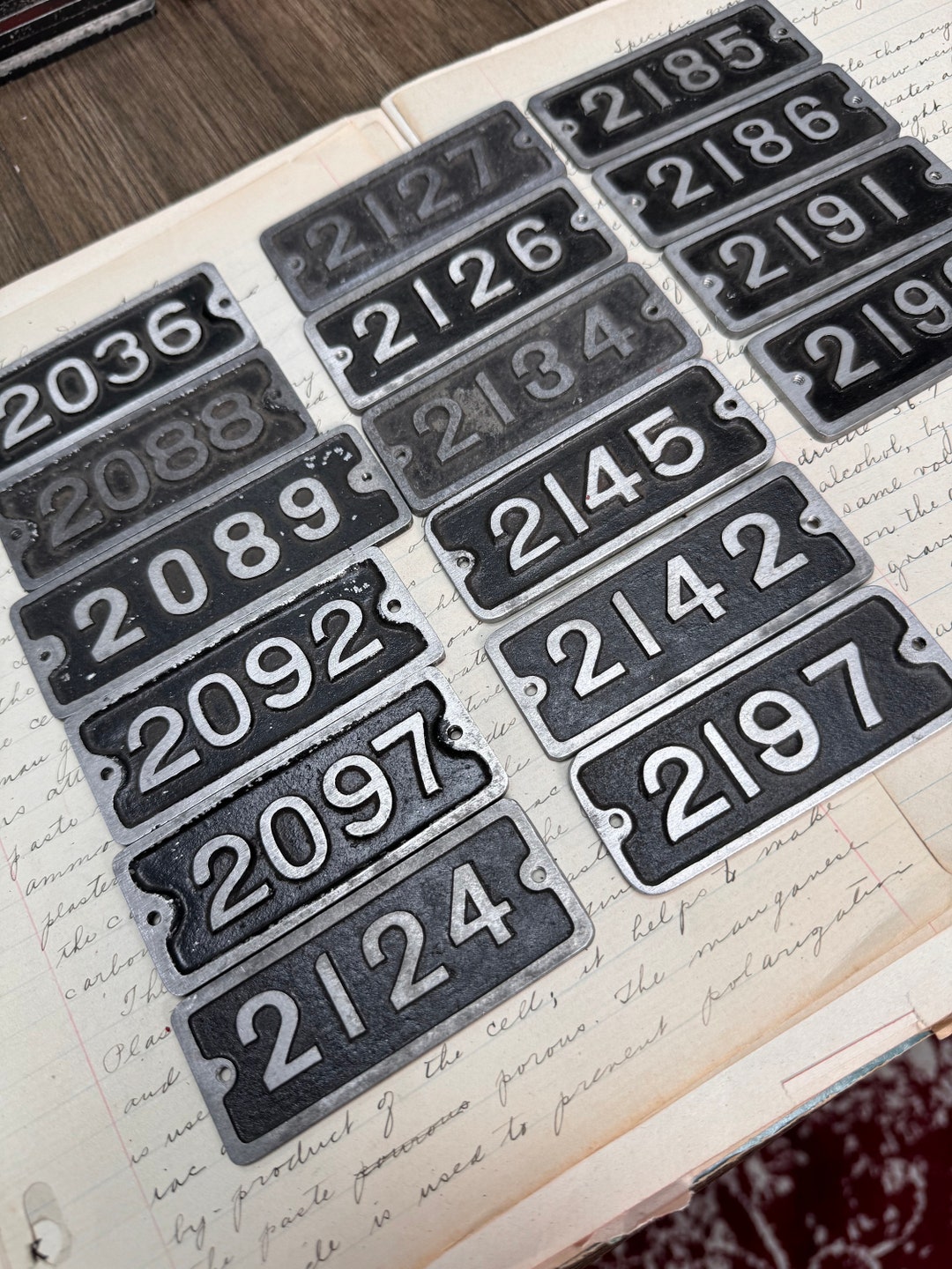 Vintage Fire Box Numbers Black Tags Metal Tag - Favorite Numbers ...