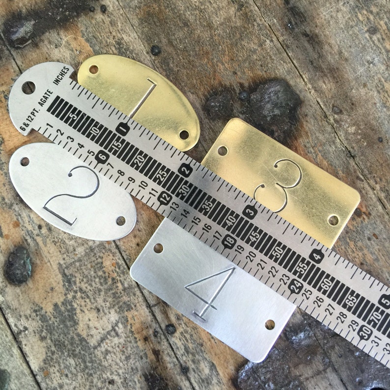 Hand Punched Brass or Aluminum Numbered Tags Custom Numbered | Etsy