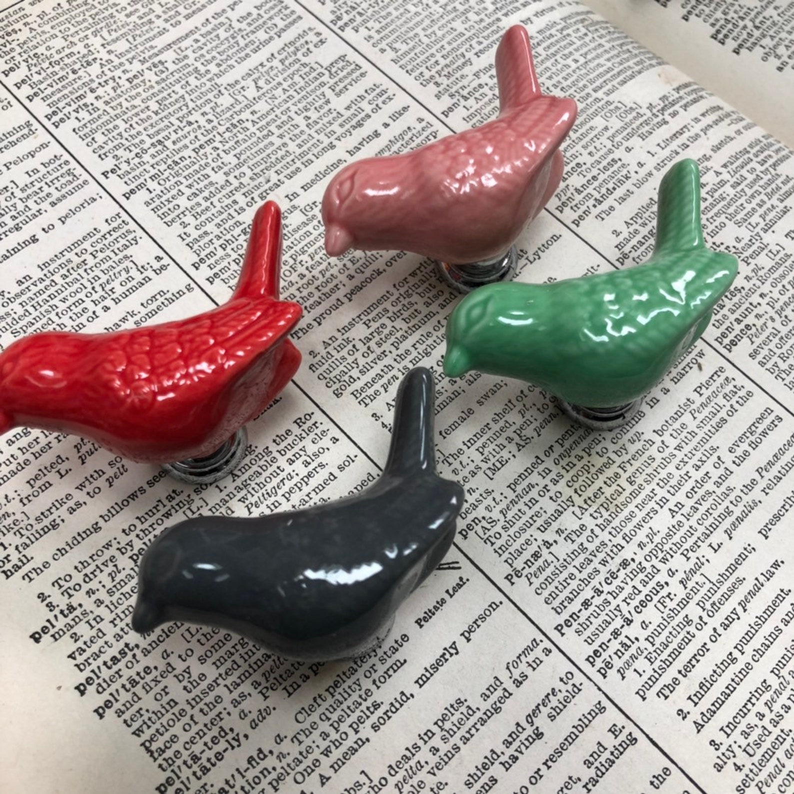 Ceramic Bird Cabinet Knobs Colored Bird Cabinet Hardware | Etsy