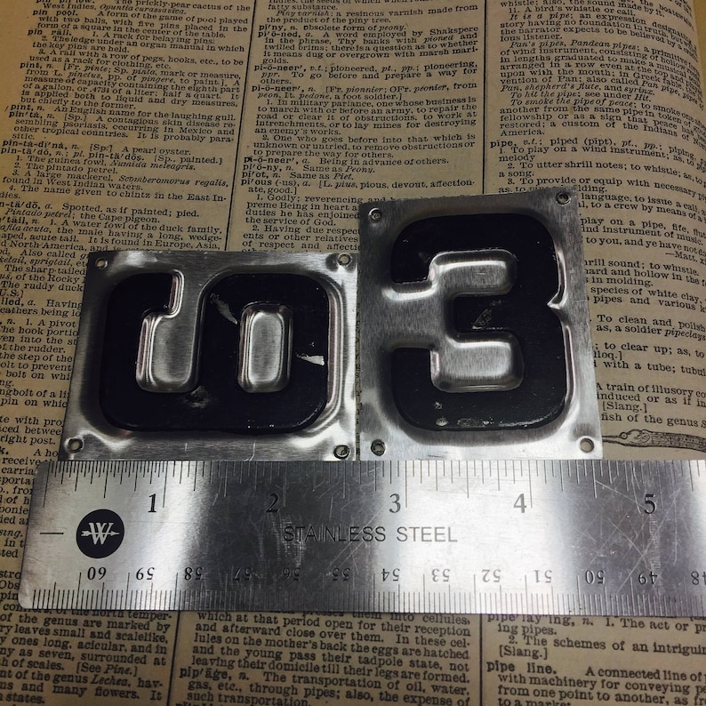 Industrial Metal Numbers 2.5" - Small Vintage Embossed Numbers ...