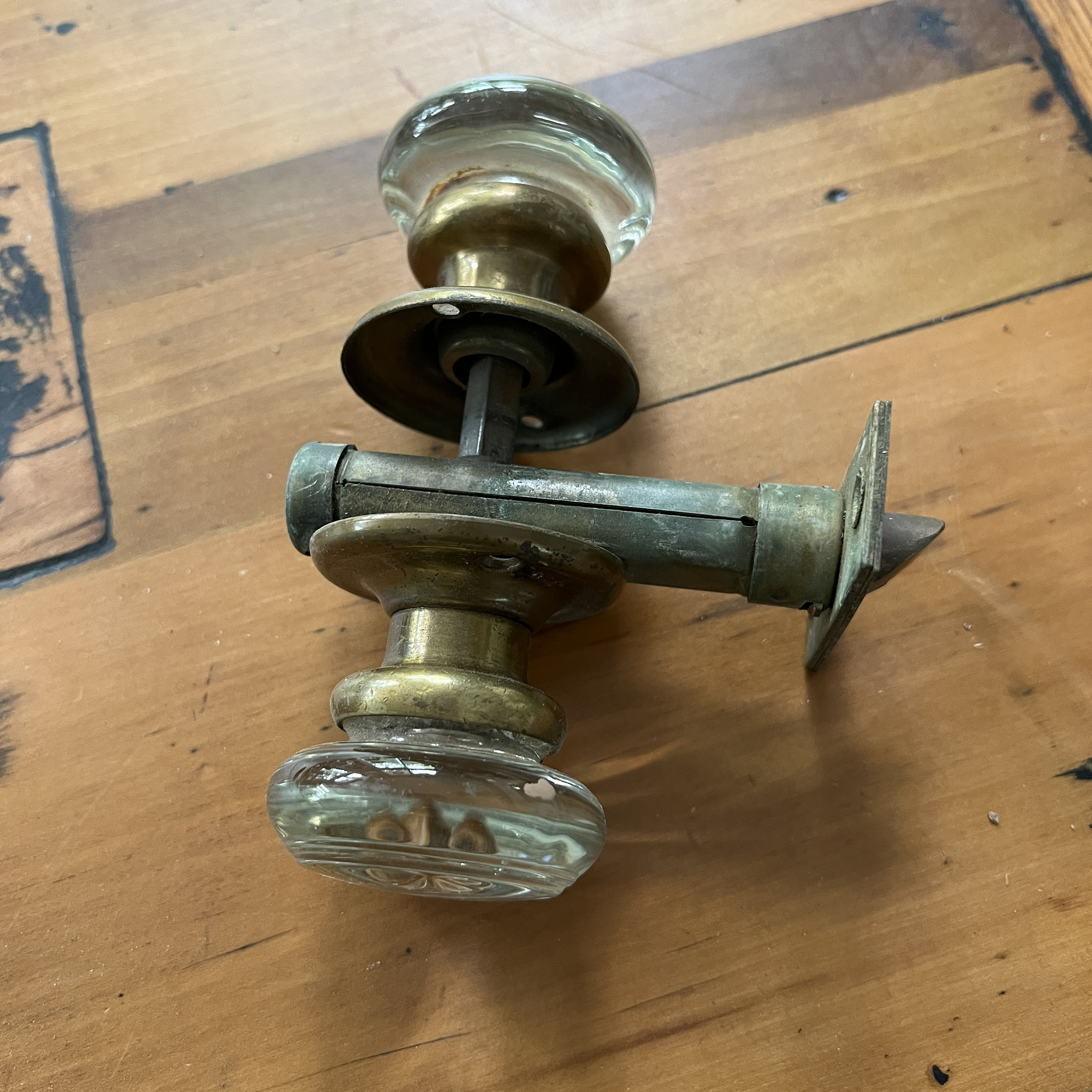 Vintage glass door knob Pair - vintage salvaged doorknob set - with ...