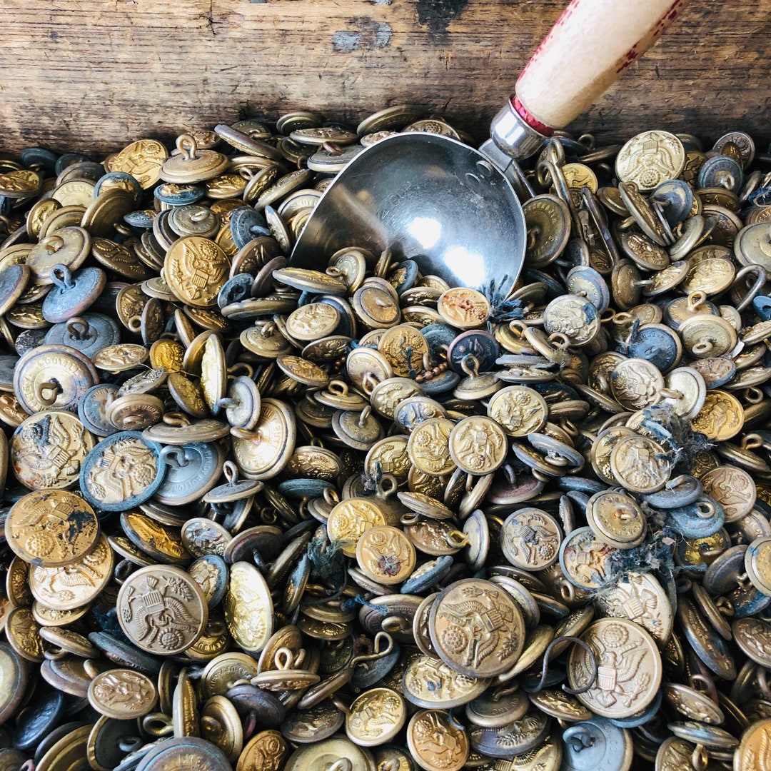 Lot of 10 Vintage Brass Military Uniform Buttons - Army Buttons- WW2 ...