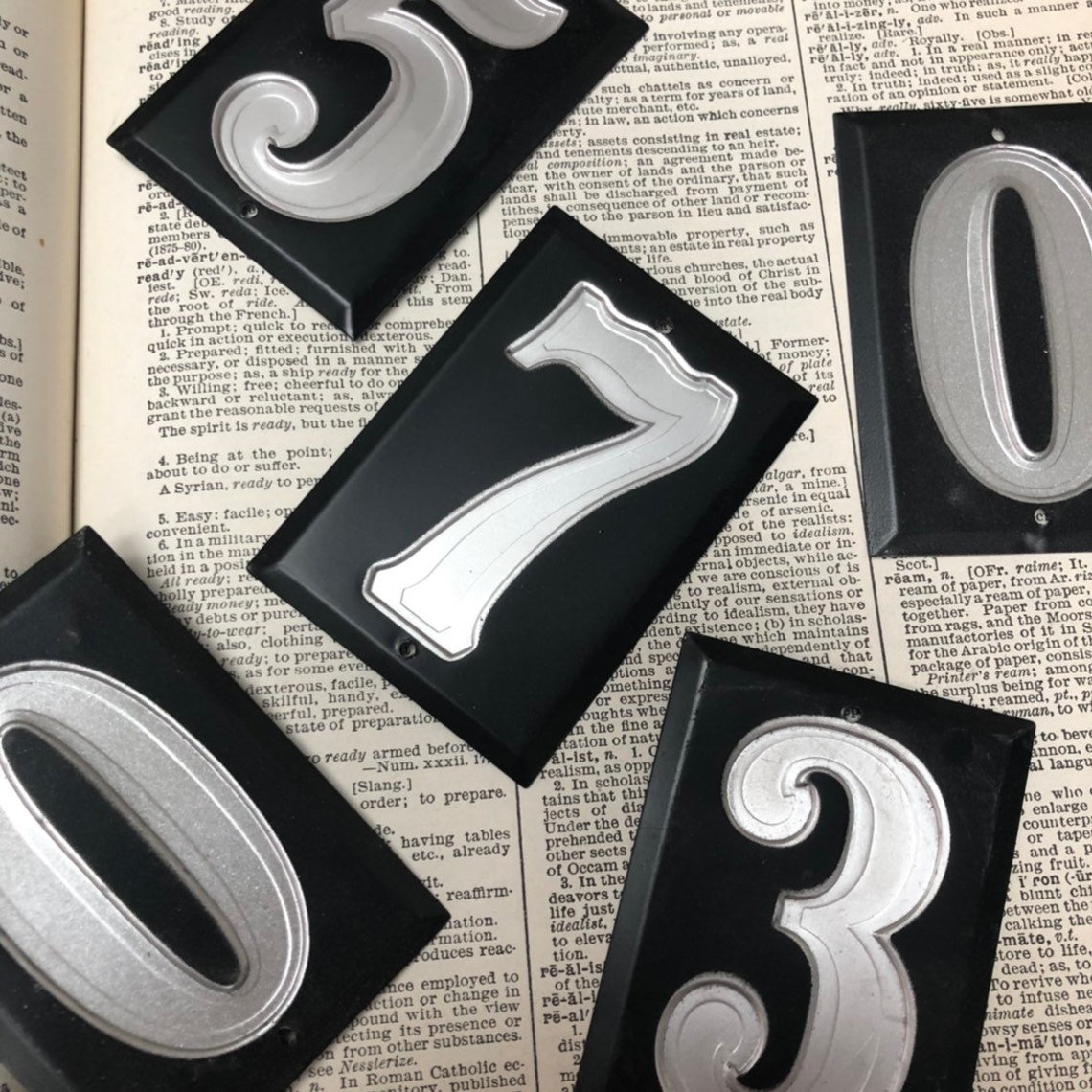 Industrial metal numbers 3 small vintage metal numbers | Etsy