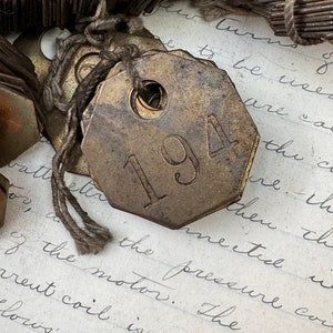 Antique Numbered Brass Tags 100s - Locker Key Tag - Vintage Tool Tag ...