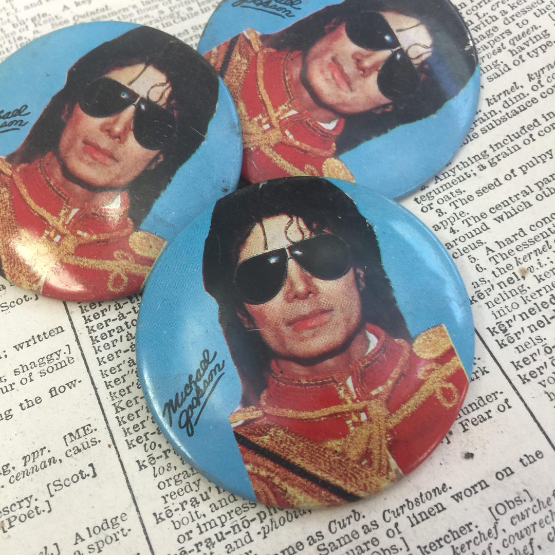 Vintage 1980's Michael Jackson Button - Retro Pop 80's Pin - Rock and ...