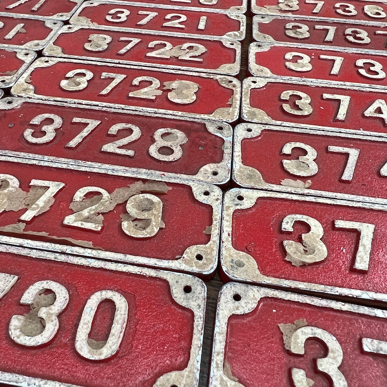 Vintage Fire Box Numbers Red Tags Metal Tag Favorite Numbers | Etsy
