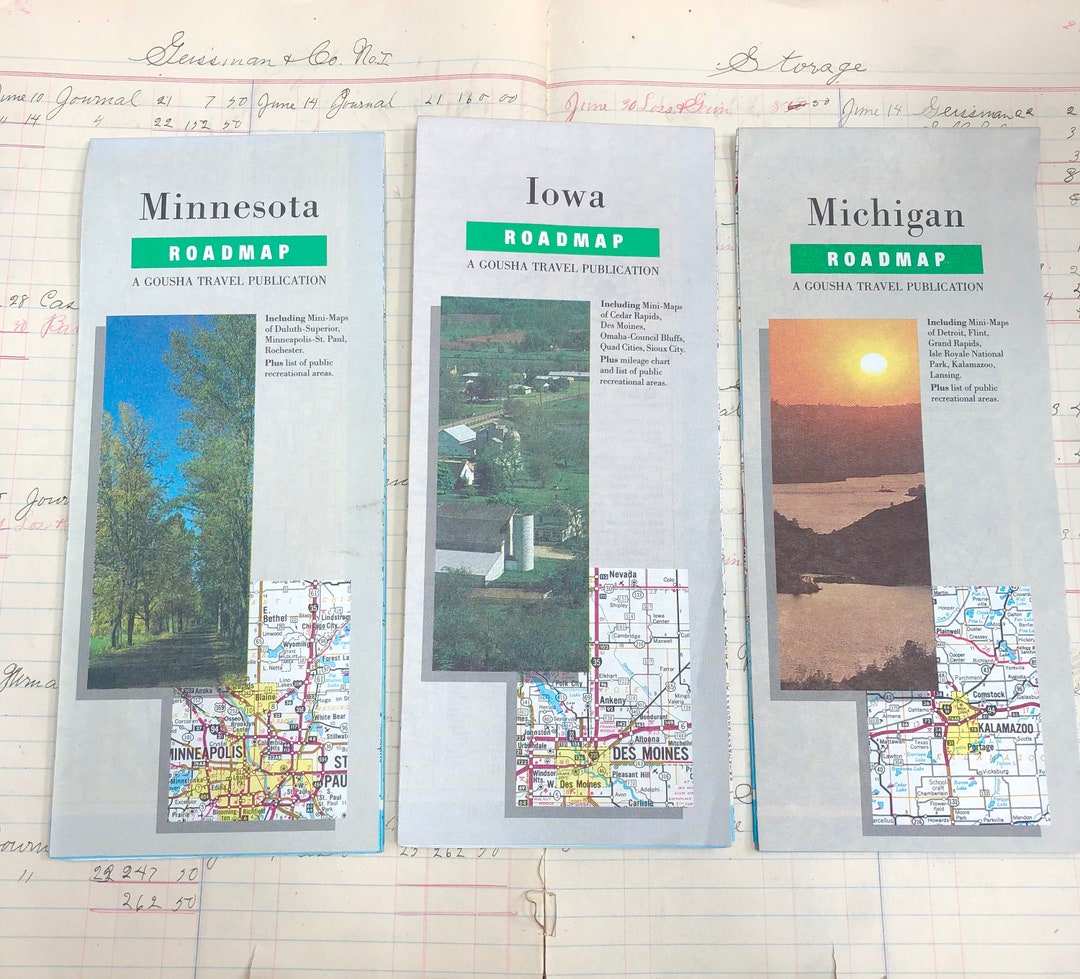 Vintage Paper Map - 1980's Map - Your Choice - MN IA or MI - Etsy