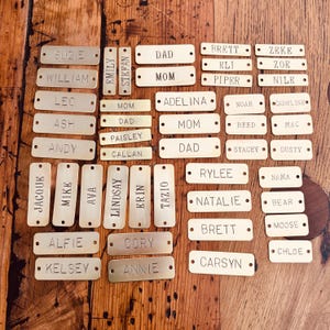 Brass Stocking Tags - Hand Stamped Metal Name Tags - Name Labels ...