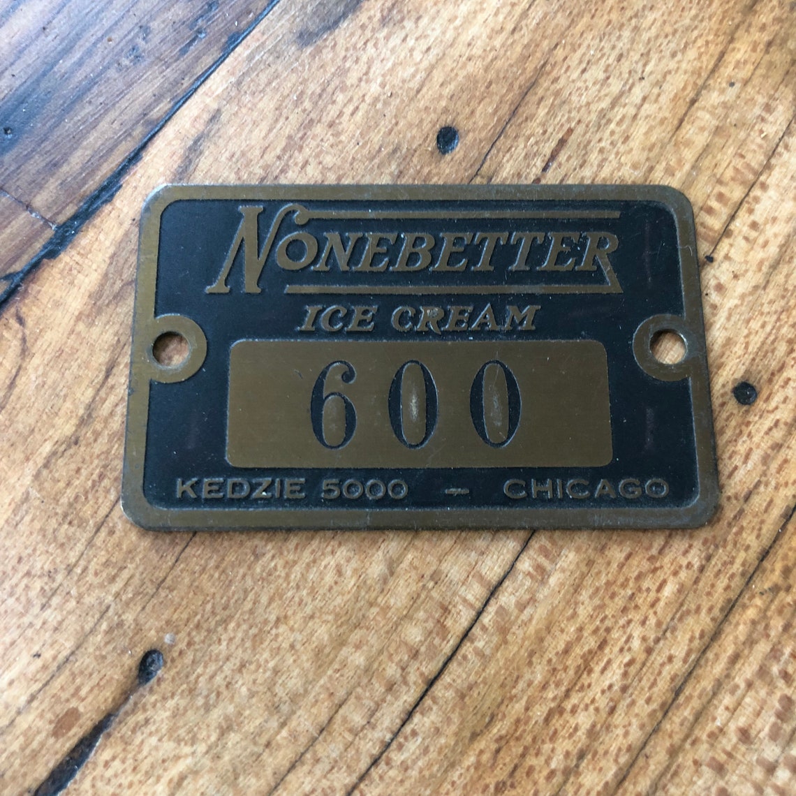 Nonebetter Ice Cream Vintage Brass ID Plate Industrial Tag -ONE Brass ...