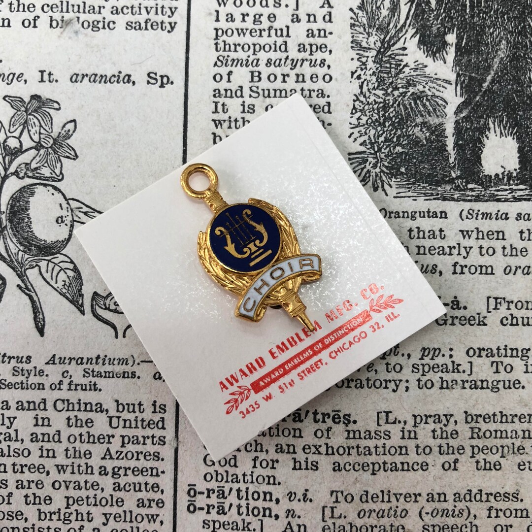 Vintage Choir Enamel Pin - Singing Lapel Pin - Gold Tone Enamel High ...