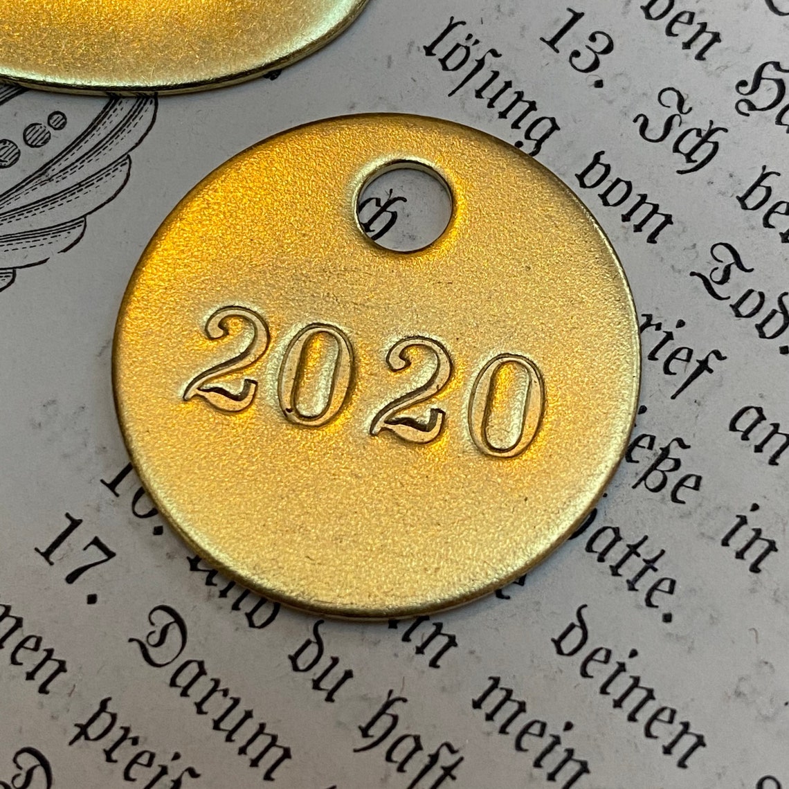 Custom Year or Date Tags Hand Punched Brass and Metal Tag or | Etsy