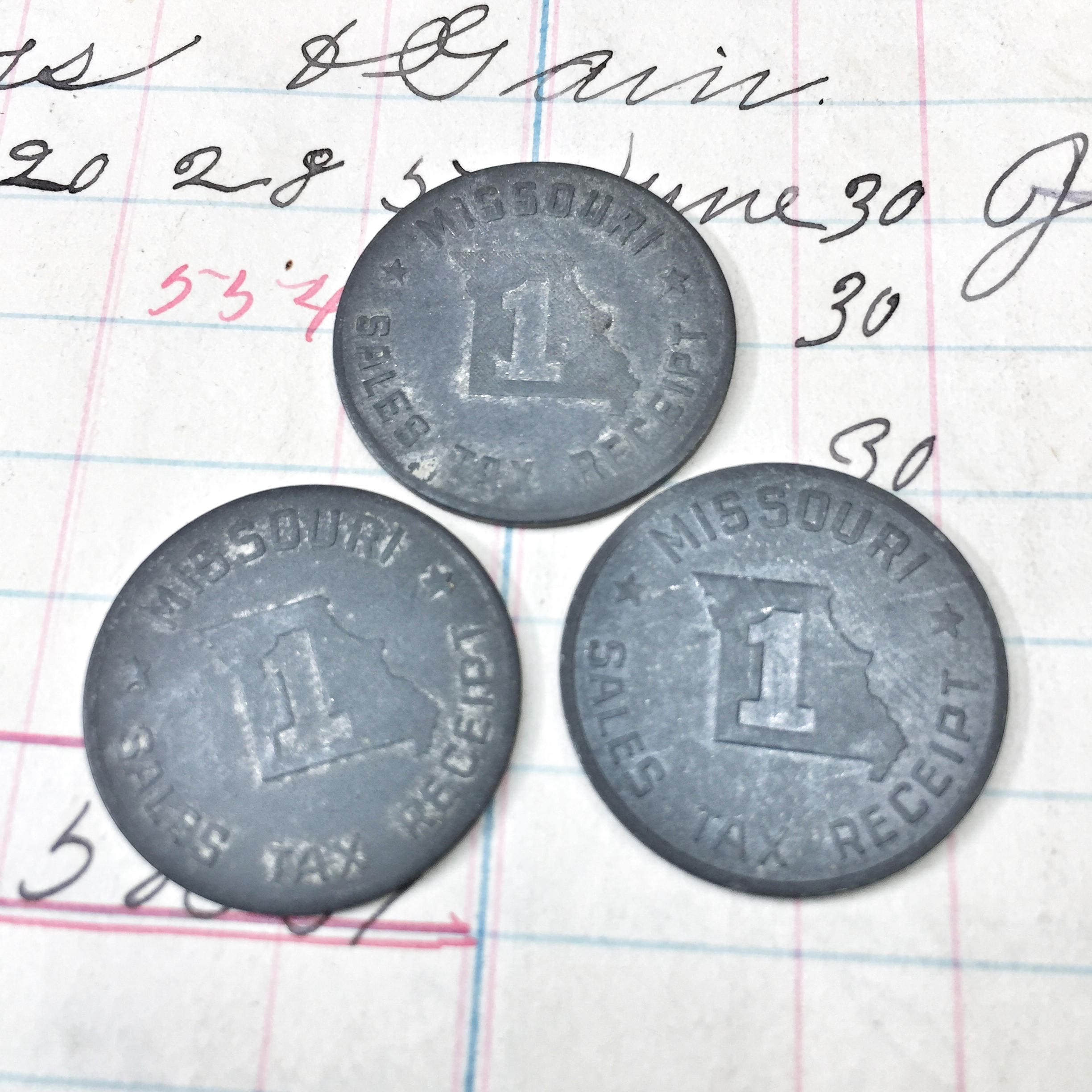 Set of 3 Tokens -vintage tax tokens old coin - state of Missouri ...
