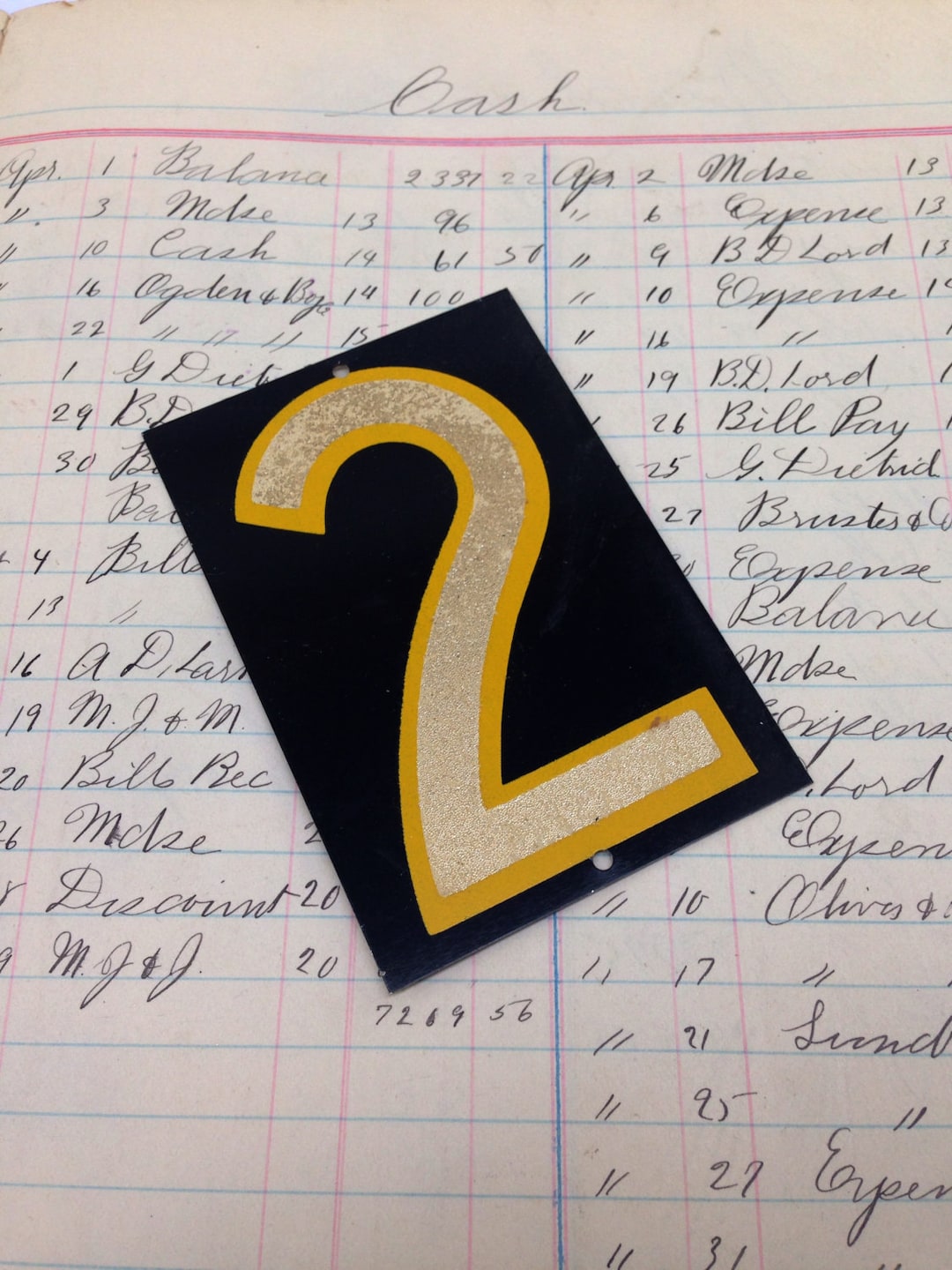 Vintage Reflective House Number 2 - Reflective Sign Number - Black and ...