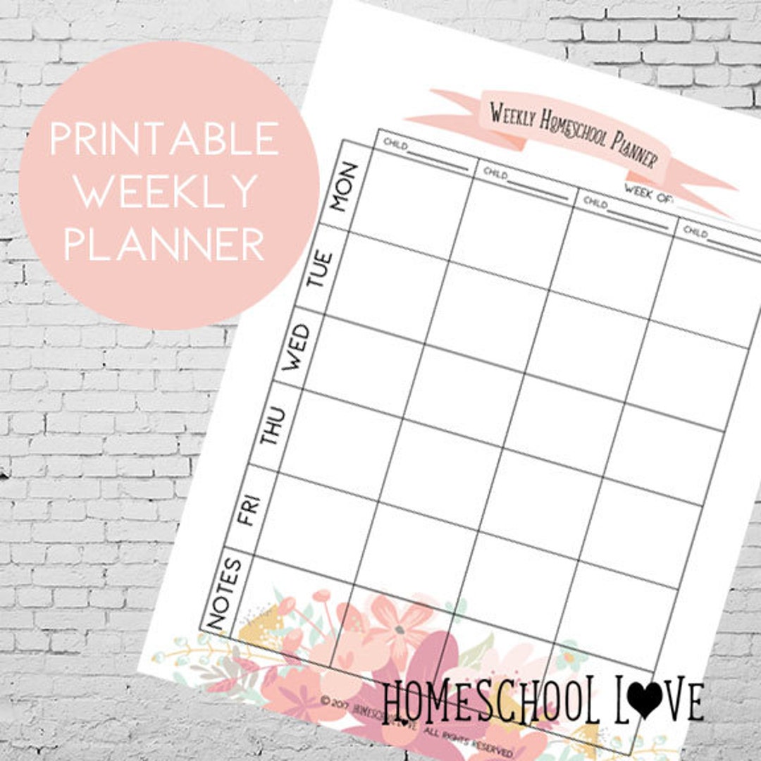 Weekly Homeschool Planner Printable Download - Etsy