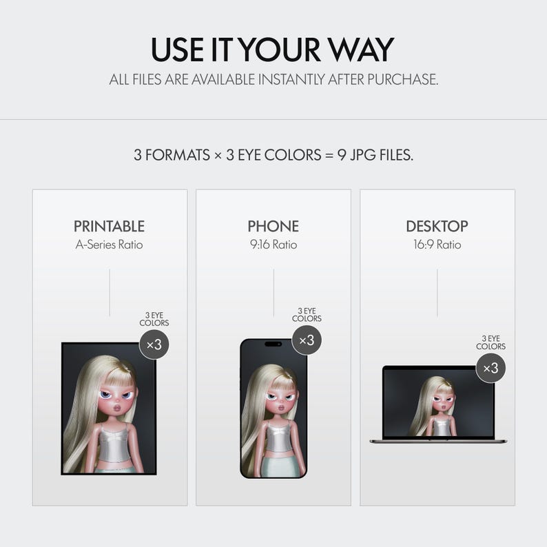 Printable Avatar Poster & Digital Wallpaper | Warm Skin Blonde Hair 3D ...