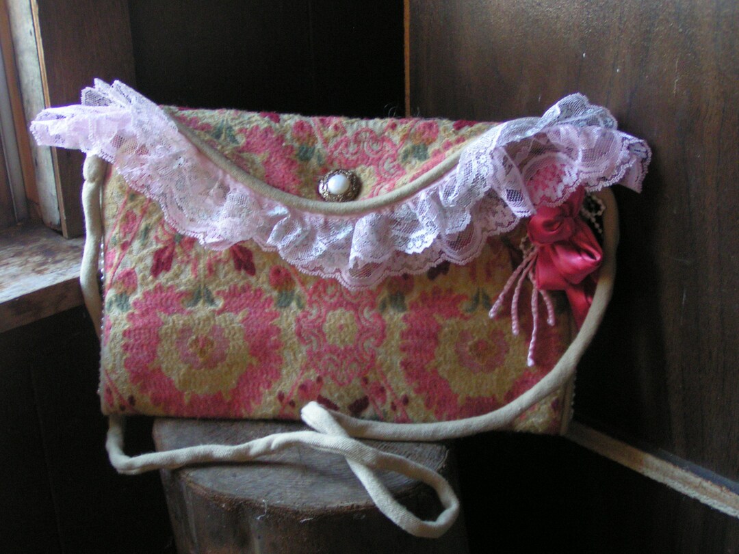 Pixie Envelope Clutch Bag***feminine Brocade and Lace***crossbody or ...