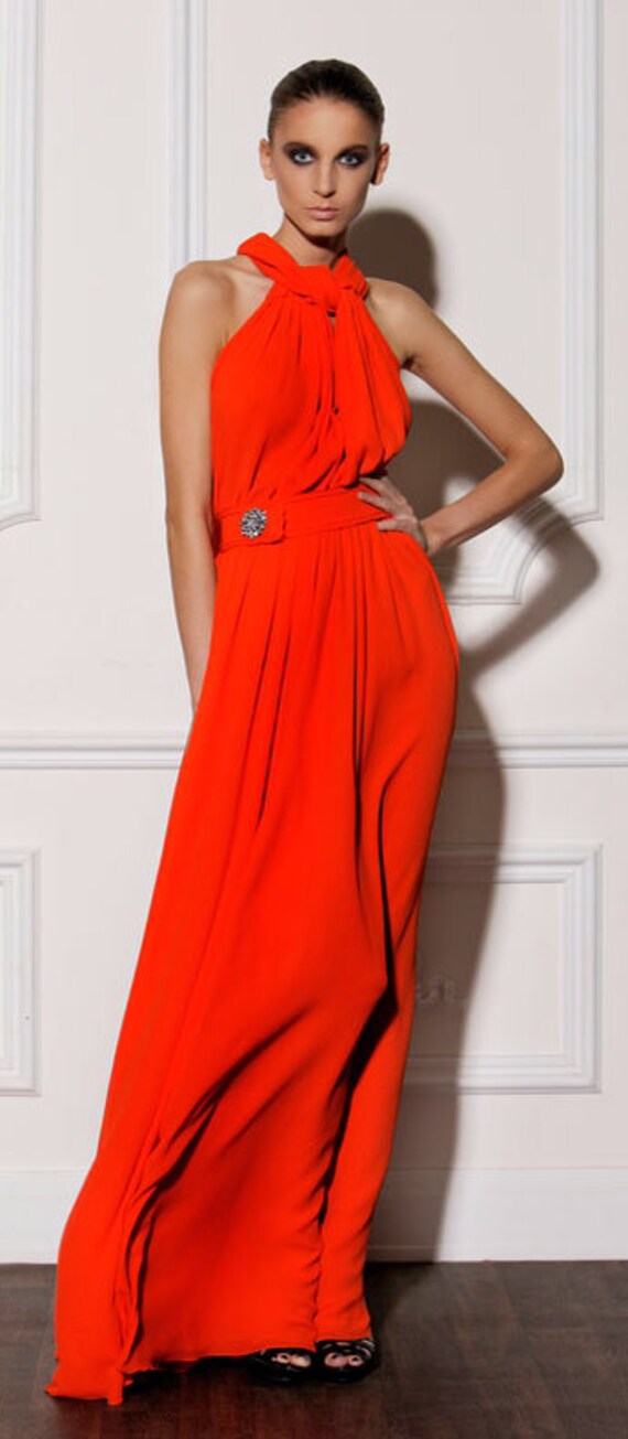 Prom formal evening gown red long dress designer dress | Etsy