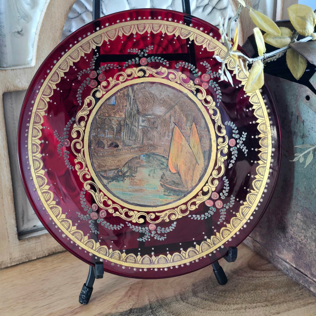 Ruby Red Italian Moser Salviati Venetian Murano Ruby Hand Painted 1870 ...