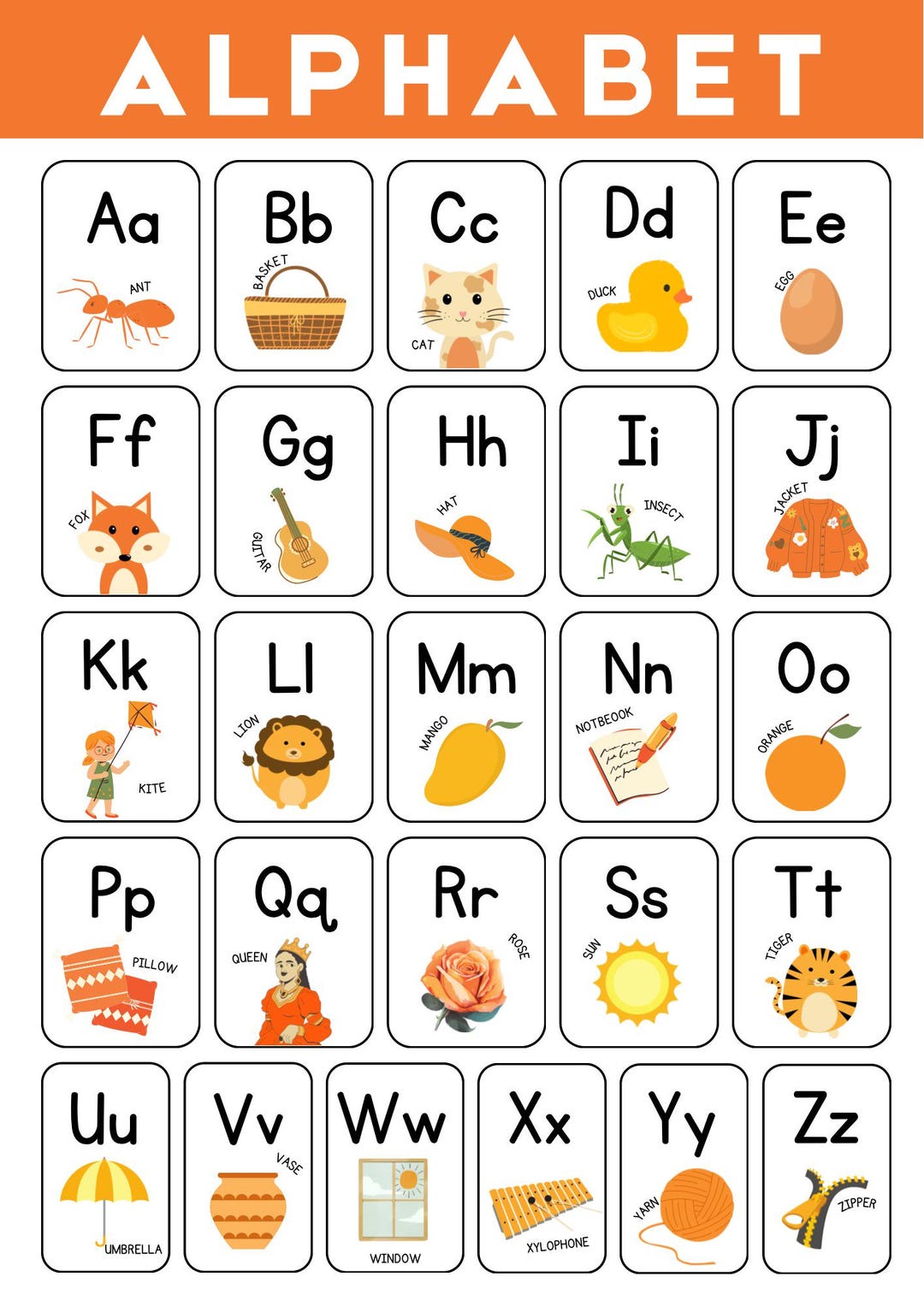 Large Colorful Alphabet Flashcards With Voice – Digital Download (MP4 ...