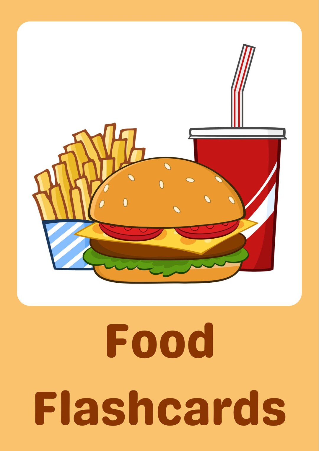 Large Colorful Food Flashcards With Voice Over - Etsy