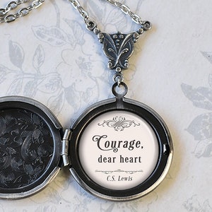 Courage dear heart C.S. Lewis quote locket inspirational | Etsy