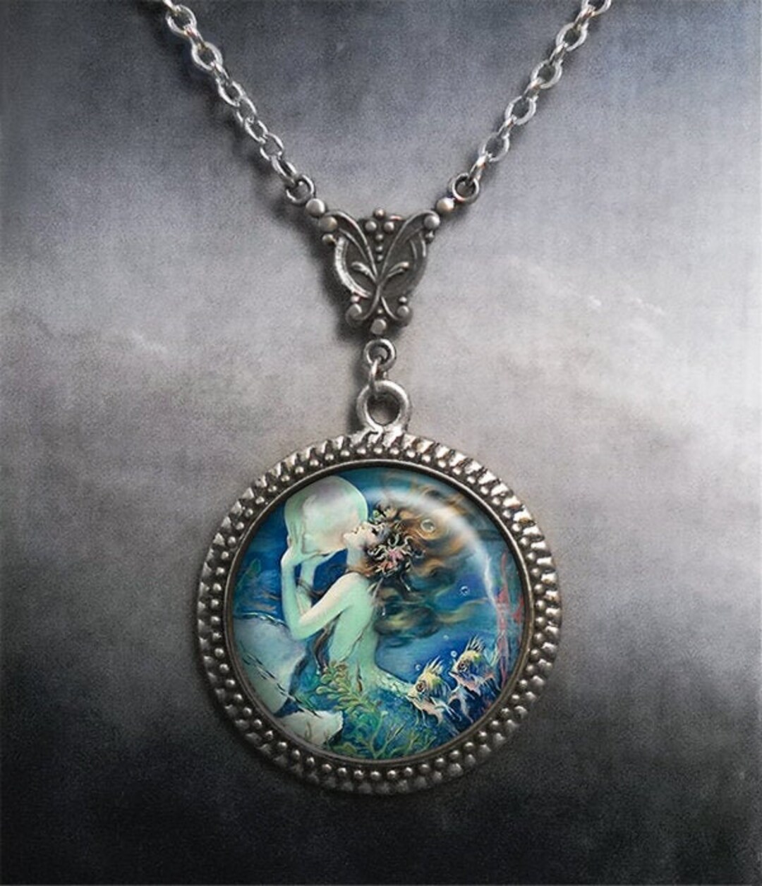 Mermaid and Pearl Art Nouveau, Mermaid Pendant Mermaid Necklace Mermaid ...