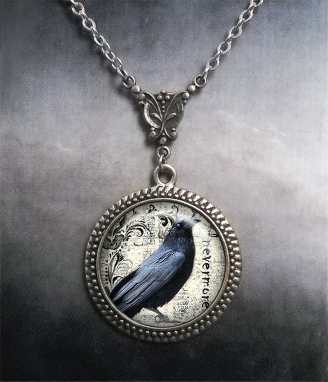Poe's Raven Art Nouveau Necklace, Raven Jewelry, Nevermore Raven ...