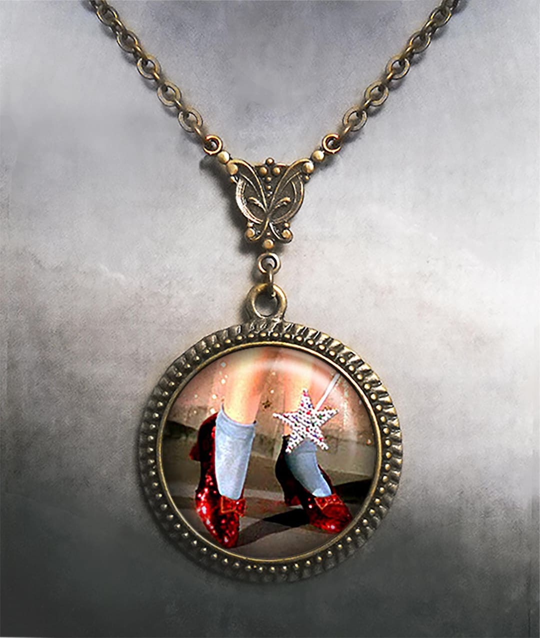 Ruby Slippers Art Nouveau Necklace, Ruby Slippers Pendant, Wizard of Oz ...