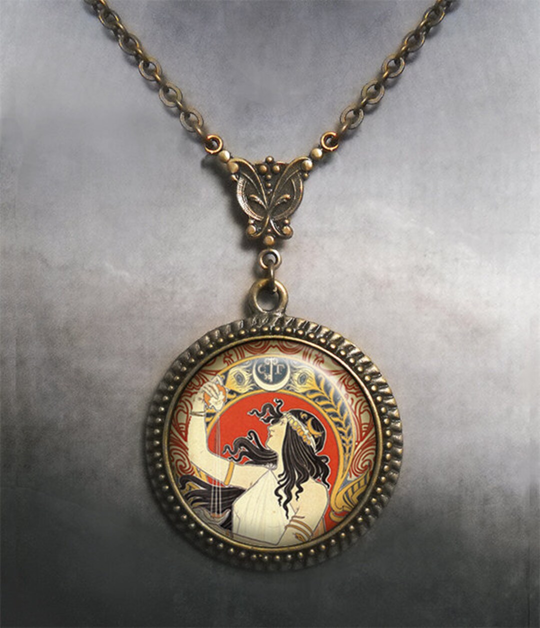 Gypsy Fortune Teller Necklace, Art Nouveau Gypsy Necklace, Gypsy ...