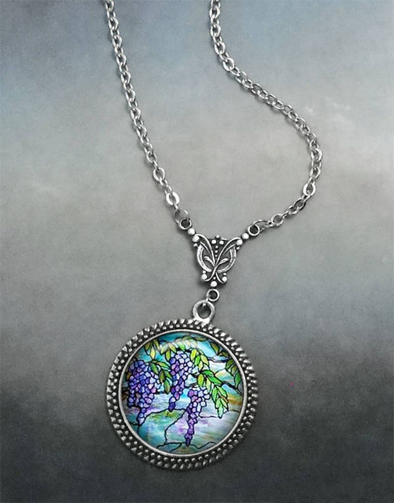 Tiffany Wisteria Necklace Tiffany Stained Glass Necklace - Etsy