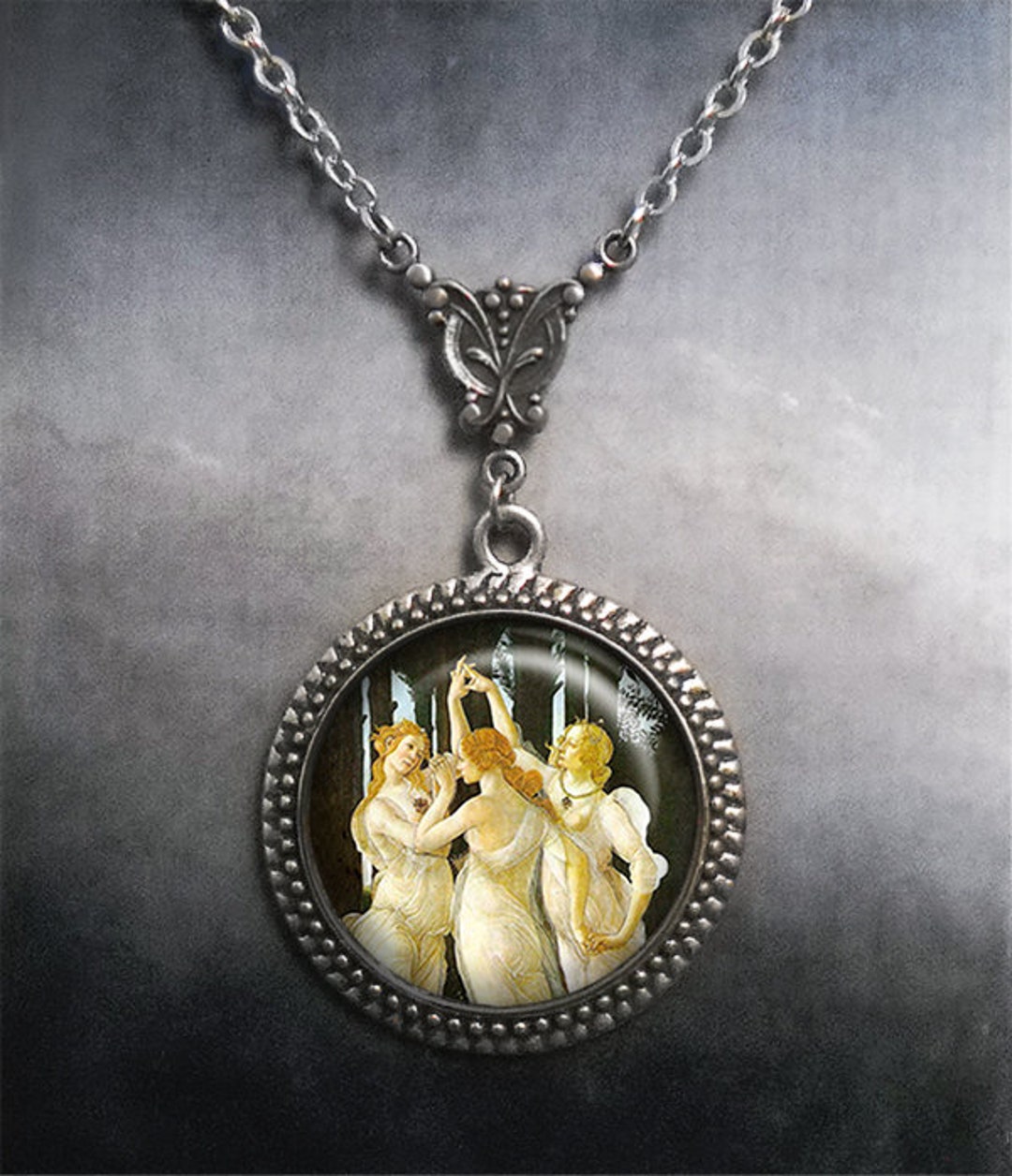 Botticelli's Three Graces Necklace, Art Nouveau Botticelli Pendant ...