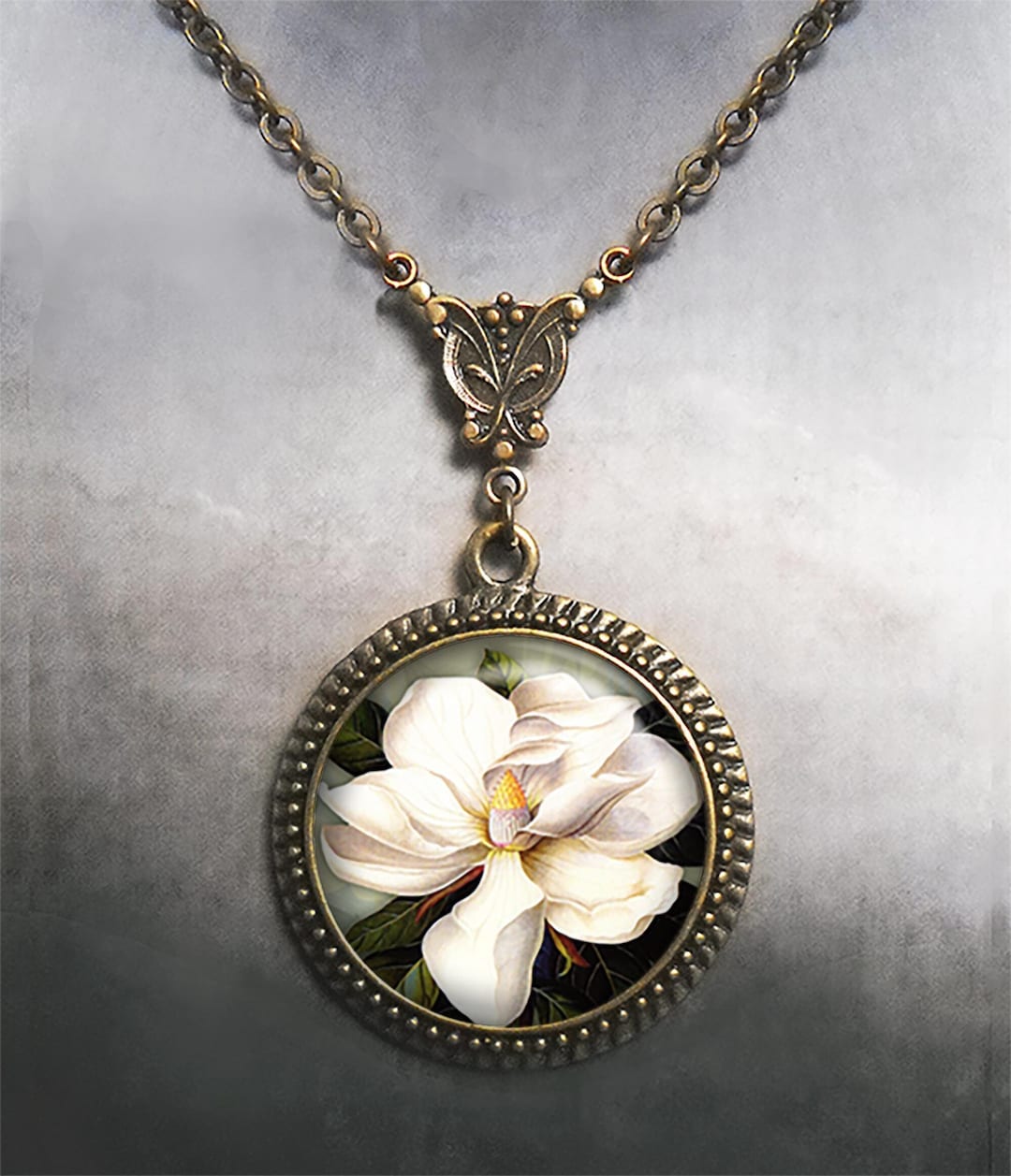 Southern Magnolia Art Nouveau Necklace, Magnolia Jewelry Magnolia ...