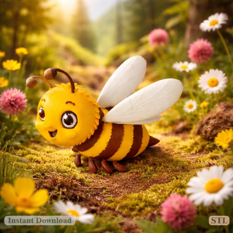 Bee STL | 3D Print Bee Figurine | Spring Garden Decor | Kawaii Insect ...