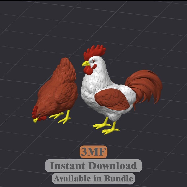 Chicken STL 3MF | Farm Chicken 3D Print Model | Barnyard Animal Decor ...