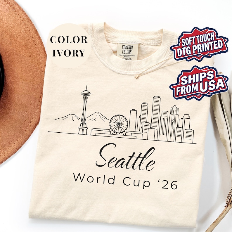 Seattle World Cup 2026 Minimalist Skyline Shirt, Comfort Colors Soccer ...