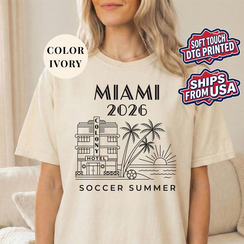 Miami 2026 Soccer Summer Shirt, Art Deco Florida Graphic Tee, Vintage ...
