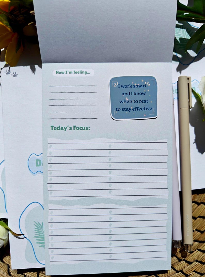 Daily Check-in Notepad and Sticker Set |to Do List Pad | Mental Health ...